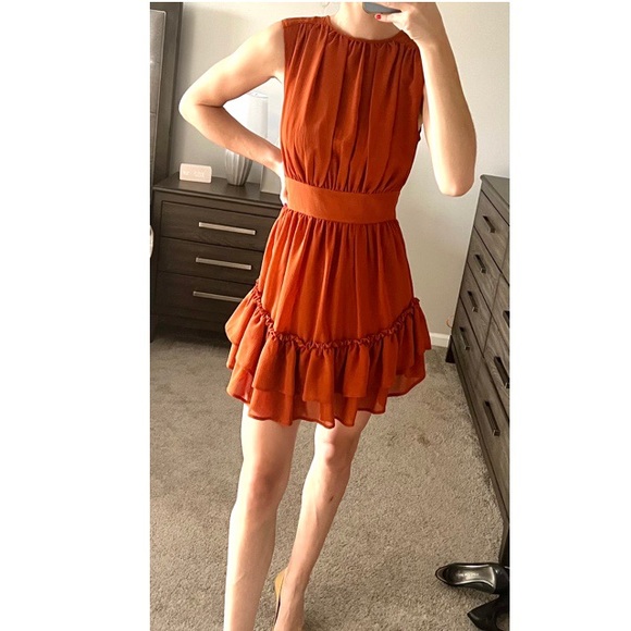 Express | Dresses | Orange Ruffle Dress | Poshmark